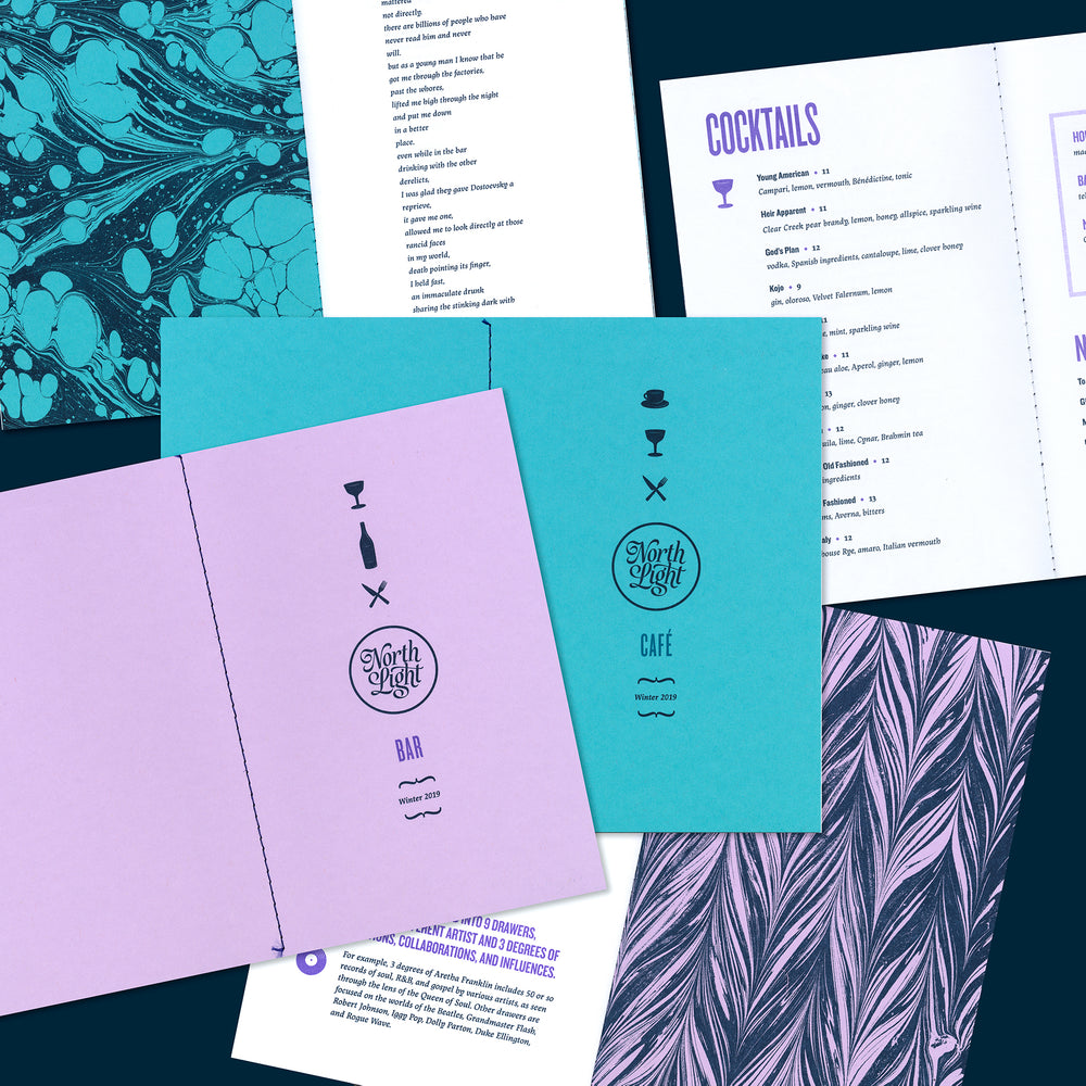 North Light Bar Menus | Risolve Studio